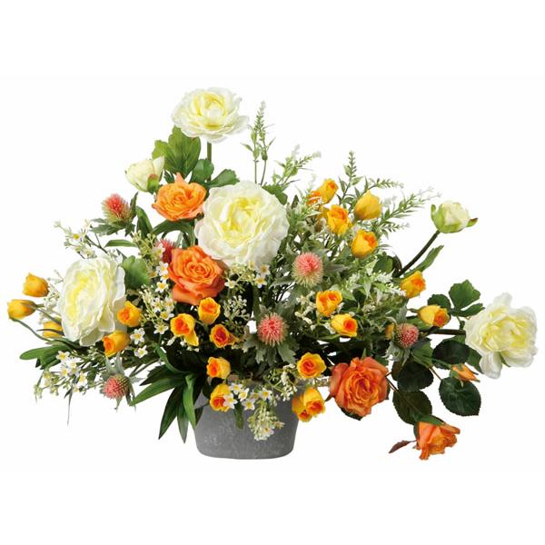 アートフラワー 造花 光触媒 高級 インテリア 光の楽園　ハニーキャラメル■商品サイズ：幅53cm 奥行30cm 高さ38cm 花器：陶器製■お部屋のアクセントや空間に彩りを添え、空気をキレイにするはたらきで、快適さとやすらぎの空間造りをお...