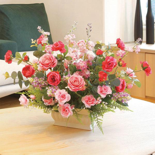 アートフラワー 造花 インテリア 光触媒 造花 高級 お祝いにも　ビバリー■商品サイズ：幅44cm 奥行38cm 高さ53cm 花器：陶器■お部屋のアクセントや空間に彩りを添え、空気をキレイにするはたらきで、快適さとやすらぎの空間造りをお手...