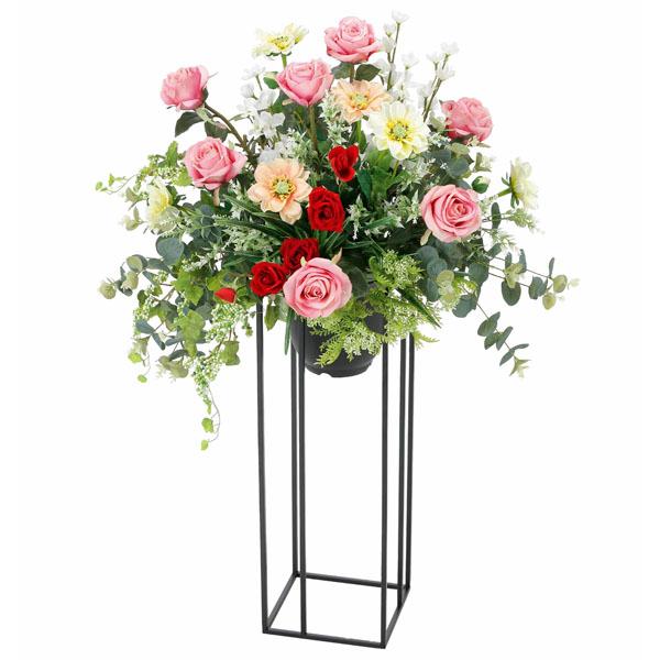 アートフラワー 造花 インテリア 光触媒 造花 高級 お祝いにも　フレンチローズスタンド1.0m（スチール製スタンド付）■商品サイズ：幅75cm 奥行45cm 高さ100cm（スチール製スタンド含む）■お部屋のアクセントや空間に彩りを添え、...