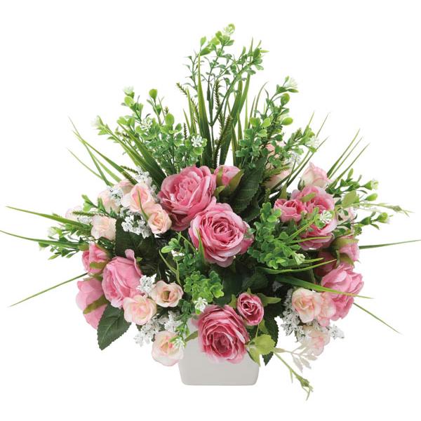 アートフラワー 造花 光触媒 造花 インテリア 光の楽園　マーブルピンク■商品サイズ：幅38cm 奥行29cm 高さ34cm 花器：陶器■お部屋のアクセントや空間に彩りを添え、空気をキレイにするはたらきで、快適さとやすらぎの空間造りをお手伝...