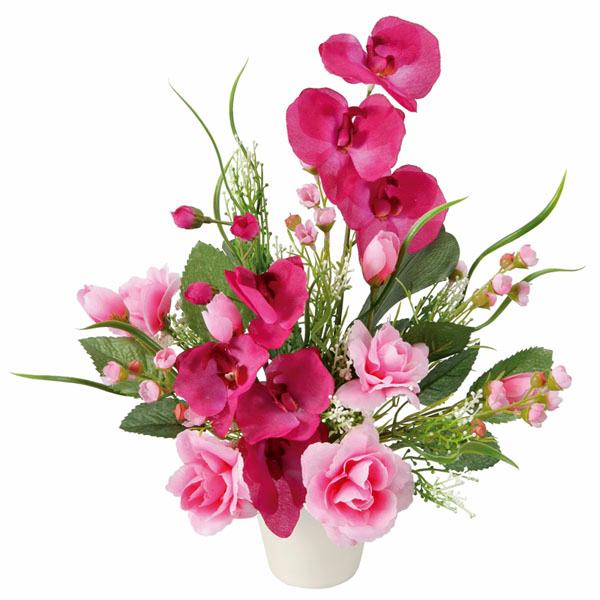 アートフラワー 造花 光触媒フラワー　光の楽園　ラベンダーローズ■商品サイズ：幅28cm 奥行17cm 高さ29cm 花器：陶器製■お部屋のアクセントや空間に彩りを添え、空気をキレイにするはたらきで、快適さとやすらぎの空間造りをお手伝いしま...