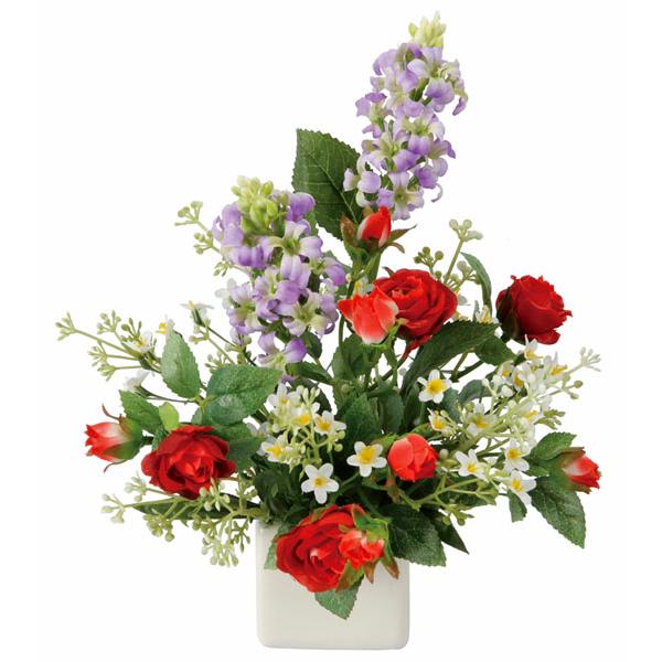 アートフラワー 造花 光触媒フラワー　光の楽園　パピヨンローズ■商品サイズ：幅22cm 奥行17cm 高さ25cm 花器：陶器製■お部屋のアクセントや空間に彩りを添え、空気をキレイにするはたらきで、快適さとやすらぎの空間造りをお手伝いします...