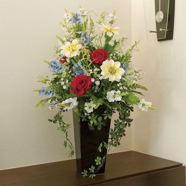 アートフラワー 光触媒 造花 高級 光の楽園　グランディア （新築 引っ越し 移転 お祝い用）■商品サイズ：幅55cm 奥行40cm 高さ82cm、花器：陶器■お部屋のアクセントや空間に彩りを添え、空気をキレイにするはたらきで、快適さとやす...