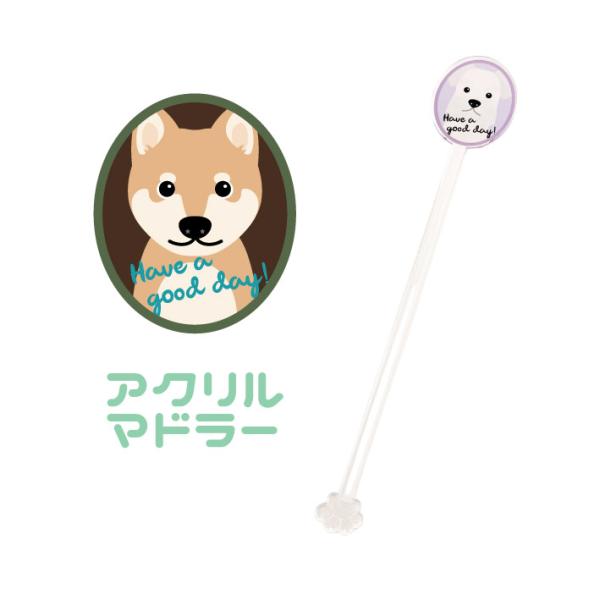 犬のグッズシリーズにマドラーが登場です！透明のアクリルなので、光に当たると反射が綺麗です。お部屋の飾りにいかがでしょうか。おでかけに持って行ったら一緒に写真が撮れるかも？プレゼントにもおすすめです。【製品内容】素　材：アクリルサイズ：200...