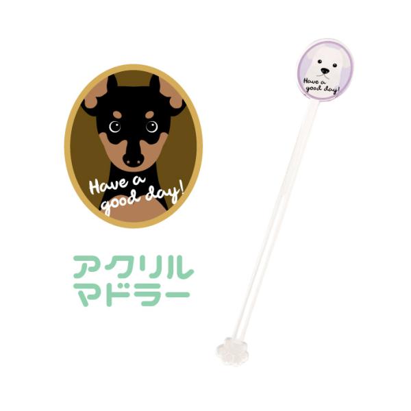 犬のグッズシリーズにマドラーが登場です！透明のアクリルなので、光に当たると反射が綺麗です。お部屋の飾りにいかがでしょうか。おでかけに持って行ったら一緒に写真が撮れるかも？プレゼントにもおすすめです。【製品内容】素　材：アクリルサイズ：200...