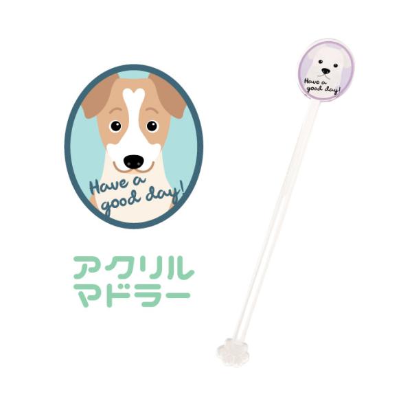 犬のグッズシリーズにマドラーが登場です！透明のアクリルなので、光に当たると反射が綺麗です。お部屋の飾りにいかがでしょうか。おでかけに持って行ったら一緒に写真が撮れるかも？プレゼントにもおすすめです。【製品内容】素　材：アクリルサイズ：200...