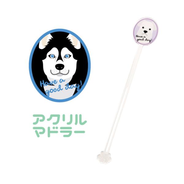 犬のグッズシリーズにマドラーが登場です！透明のアクリルなので、光に当たると反射が綺麗です。お部屋の飾りにいかがでしょうか。おでかけに持って行ったら一緒に写真が撮れるかも？プレゼントにもおすすめです。【製品内容】素　材：アクリルサイズ：200...