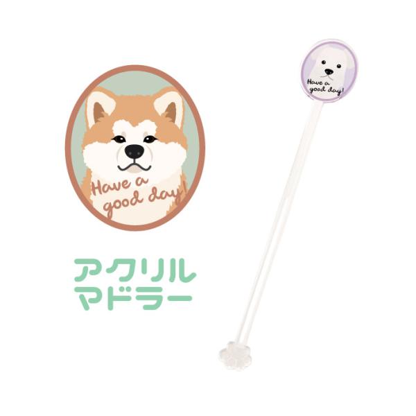 犬のグッズシリーズにマドラーが登場です！透明のアクリルなので、光に当たると反射が綺麗です。お部屋の飾りにいかがでしょうか。おでかけに持って行ったら一緒に写真が撮れるかも？プレゼントにもおすすめです。【製品内容】素　材：アクリルサイズ：200...
