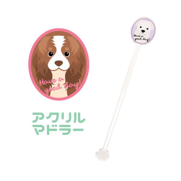 犬のグッズシリーズにマドラーが登場です！透明のアクリルなので、光に当たると反射が綺麗です。お部屋の飾りにいかがでしょうか。おでかけに持って行ったら一緒に写真が撮れるかも？プレゼントにもおすすめです。【製品内容】素　材：アクリルサイズ：200...