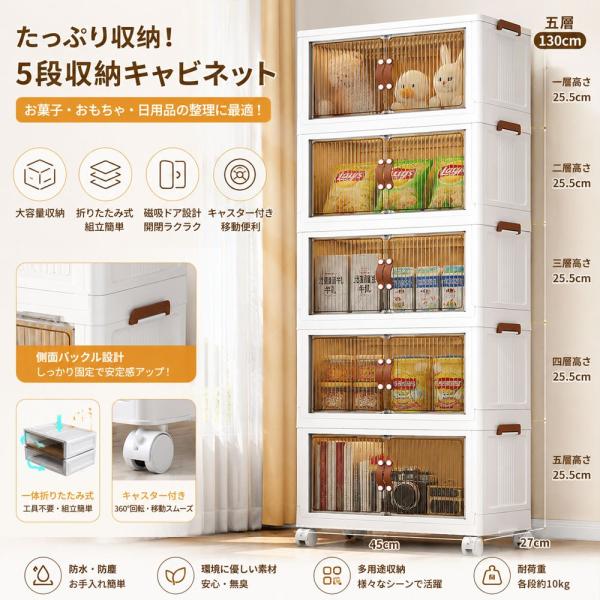 この収納キャビネット、こんな人におすすめ！【家の中に雑貨が散らかりがちなママさん】おもちゃ・お菓子・絵本がバラバラに散乱し、子どもが遊んだ後はすぐ散らかってしまう…そんな悩みを解決。5段の大容量仕切りで、ぬいぐるみ・お菓子・絵本をそれぞれ分...