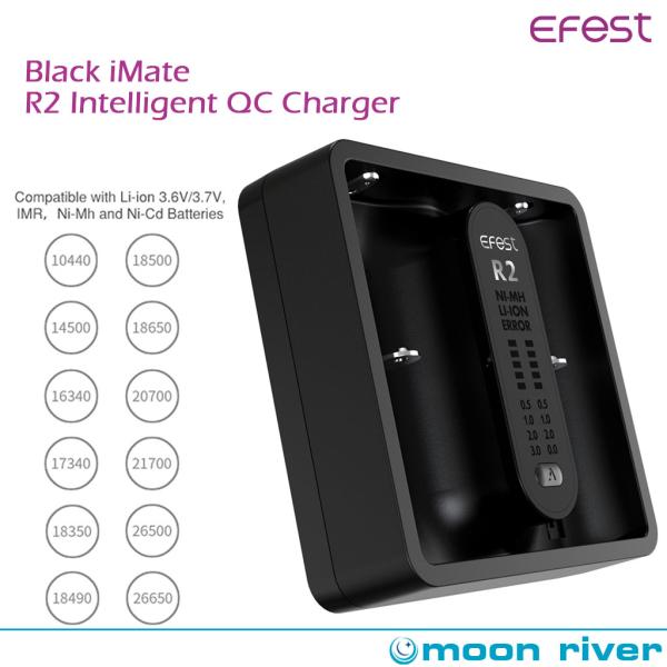 efest製 iMate R2充電器です。対応バッテリーは以下の通りです。10440/14500/16340/17340/18350/18490/18500/18650/20700/21700/26500/26650リチウムイオン(Li-i...