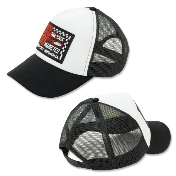 Far East MOON Trucker Hatファー イースト ムーン トラッカー ハットチェッカーと赤い太陽がブラックに映えるデザインのパッチがついた、トラッカー ハットです。後ろがメッシュなので通気性もよく、アジャスターも付いている...
