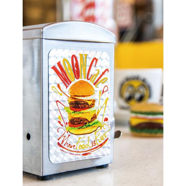 MOON Tower Burger Stickerムーン タワー バーガー ステッカー本牧・横浜の MOON Cafe で提供される BIG メニュー、MOON 5・5・1 TOWER BURGER をフィーチャーしたプリズム ステッカー。...