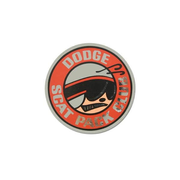 ノスタルジック デカール DODGE SCAT PACK CLUB。Made in USA。キラキラの反射タイプ。アクセントに。サイズ：15.2cm