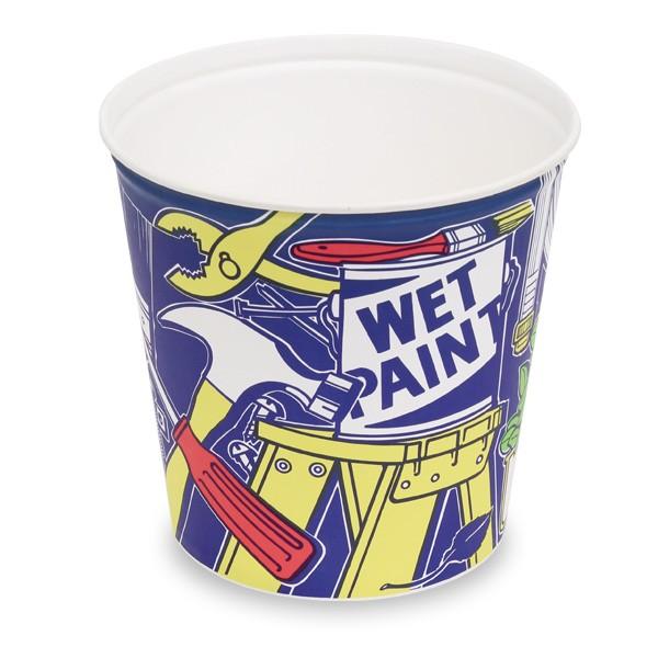 Paper Bucket 5Qt.ペーパー バケツ 5クオート映画館やカフェで見かける紙コップが大きくなったような紙製のバケツです。容器の外側には 5 QUART の目盛り付き。工具や刷毛のポップなデザインは、バケツとしてはもちろんですが、...