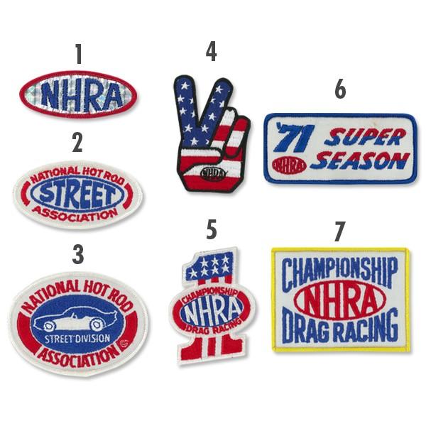 US Patches当時のビンテージパッチです。デザイン / サイズ1:NHRA / 8.2cm×3.4cm)2:NHRA STREET / 9.4cm×5cm3:NHRA STREET DIVISION / 10.3cm×7.7cm4:N...