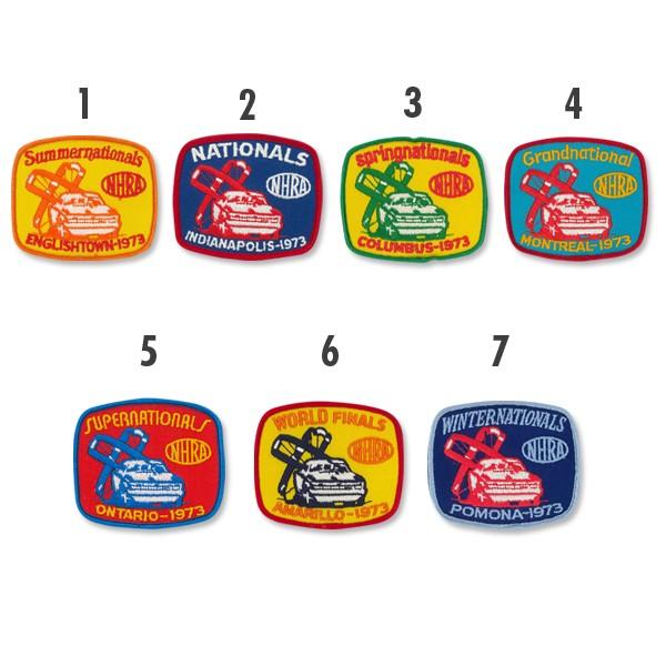 US Patches当時のビンテージパッチです。デザイン / サイズ1:NHRA 1973 (YE/OR) / 8.5cm×7.5cm2:NHRA 1973 (NY/RD) / 9cm×7.6cm 3:NHRA 1973 (YE/GR) /...