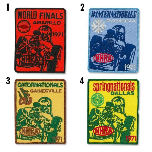 US Patches当時のビンテージパッチです。デザイン1:NHRA1971 (OR/BK) 2:NHRA1971 (LB/BL) 3:NHRA1971 (BE/BR)4:NHRA1971 (YE/GR)サイズ: 約 8cm×10.2cm★...
