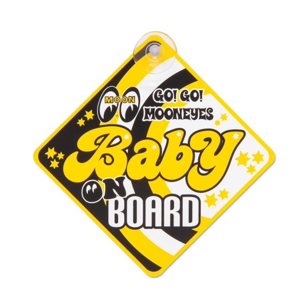MOONEYES BABY ON BOARD Signムーンアイズ ベイビー オン ボード サイン吸盤でウィンドーにペタリ。赤ちゃんが乗っていることをアピールして下さい。