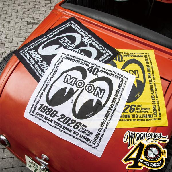 MOONEYES 40th Anniv. Square Logo Bandannaムーンアイズ 40th Anniv. スクエア ロゴ バンダナMOONEYES 40th Anniv. のアイシェイプを囲むように「ALL ABOUT MOO...