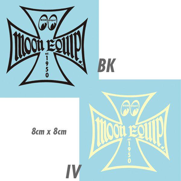 MOON Equipped Iron Cross Decalムーン イクイップド アイアン クロス デカール抜き文字タイプのデカールです。※ バックはブルーではなく、クリア (透明) です。
