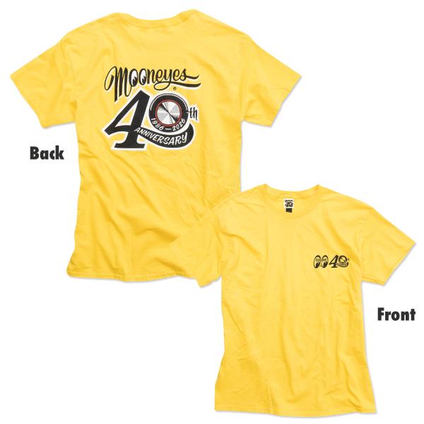 MOONEYES 40th Anniv. Disc T-shirtムーンアイズ　40th Anni ディスク TシャツS-XL サイズ 3,520円(3,200円)、XXL 4,400円(4,000円)Wildman 石井が手掛けた、MOO...