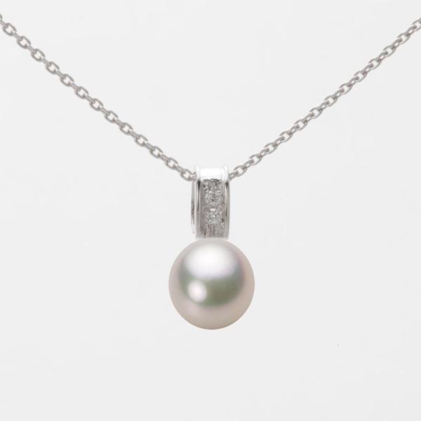 あこや真珠 7.0mm アコヤ 真珠 ペンダント トップ K18WG ホワイトゴールド レディース HA00070D12CW0647W0-T ムーンレーベル moonlabelフロント部分に小粒のダイヤモンドを敷きつめたシンプルなデザインの...