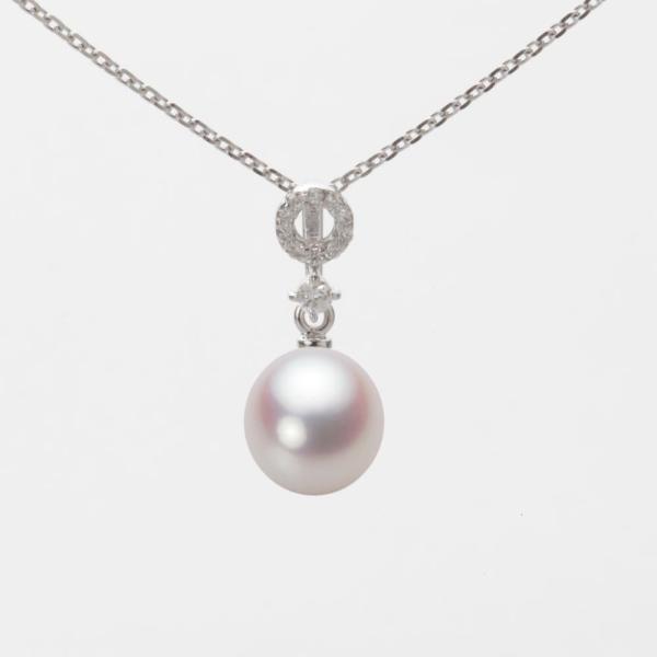 あこや真珠 7.0mm アコヤ 真珠 ペンダント トップ K18WG ホワイトゴールド レディース HA00070D12WPN1474W-T ムーンレーベル moonlabel小粒のダイヤモンドをサークル状にあしらい、その下の1粒ダイヤモン...