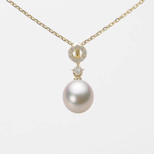 あこや真珠 7.0mm アコヤ 真珠 ペンダント トップ K18 イエローゴールド レディース HA00070D13CW01474Y-T ムーンレーベル moonlabel小粒のダイヤモンドをサークル状にあしらい、その下の1粒ダイヤモンドで...