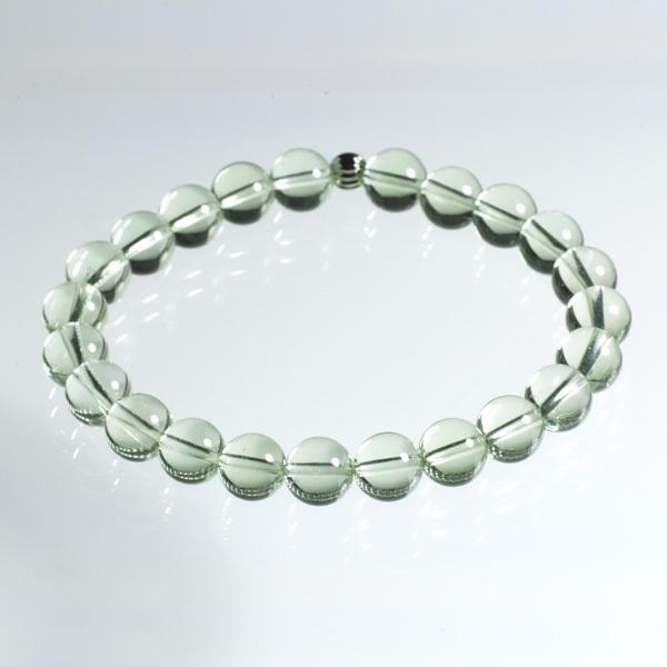 B1343　グリーンアメジスト 8mm玉ブレスレットシルバーボール5mm（SV925）シリコンゴム使用●浄化用の白檀香と共にお届けします。●ケースに入れてお届けします。（ケースは写真と異なる場合があります。）◎内寸をオプション選択からお選び...