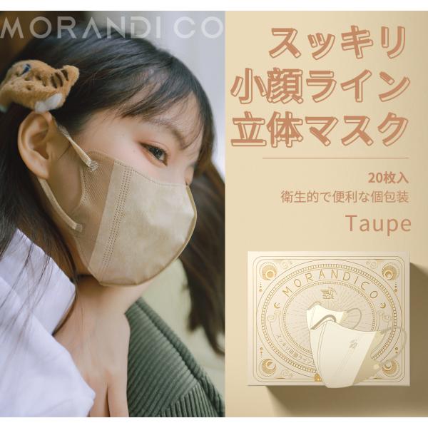 スッキリ小顔ライン立体マスク 20枚入りカラーバリエーション5色（タープ、桜ピンク、グレーブルー、藤、ライトグレー）大人サイズ：半分に折った状態で縦120mm、横130mmマスク端が半透明の独自デザインによりスッキリ小顔デザイン不織布で安心...