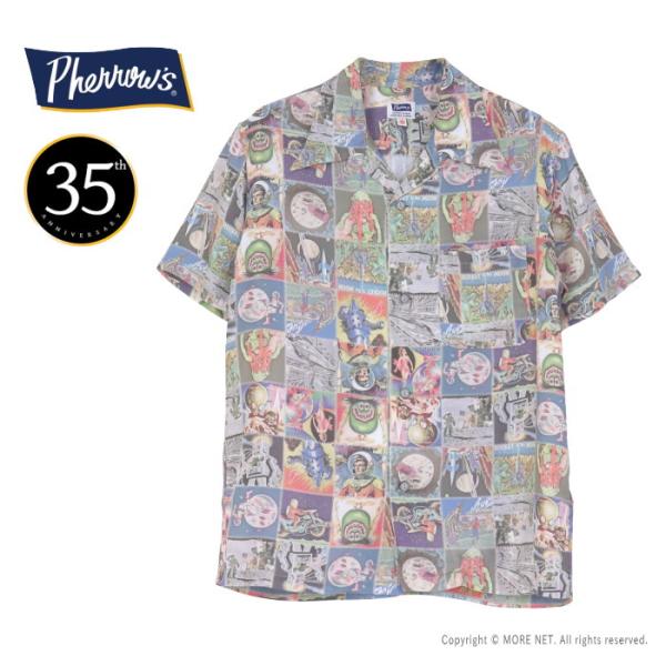 ■サイズ(cm)　実寸  肩幅 身幅 袖丈 着丈 [M] 43 54 20 65.5 [L] 46 56 21 67 [XL] 48 60 21 69 ■素材 レーヨン 100% ブランド フェローズ PHERROW'S PHERROWS ...