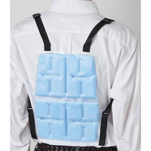 ・商品名： 背中クールベスト・カラー：ブルー・サイズ：約33.5 x 28.5 x 1.5 cm　(ストラップの長さ:約48〜88cm) ・素材：外部：TPU　内容液：PCM(オクタデカン)　ストラップ：ナイロン・ポリアセタール・区分 企画...
