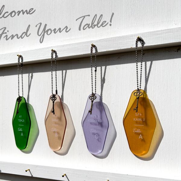 ■■■1個から購入可能です■■■あなたの特別な結婚式をさらに思い出深いものにします。高品質のアクリルで作られたこの贅沢なエスコートカードは、シンプルで温かみのあるデザインが特徴です。アメリカのモーテルキーをイメージしたおしゃれなデザインで、...