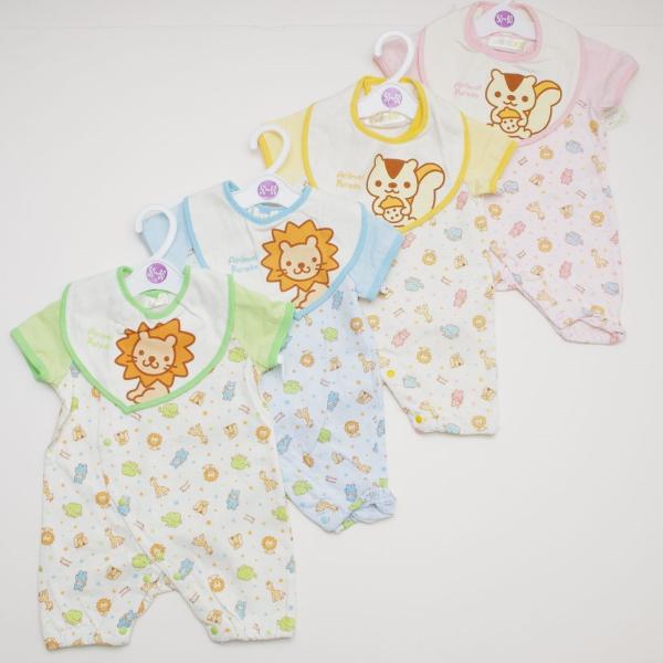 ベビー服 デイリー使いに最適な半袖フィットオールです。 スタイ（マジックテープ式）付き *☆カラー：イエローサイズ：50cm-60cm/60cm-70cm　素材：本体/綿100％　中国製　　配送料金は0円（メール便・簡易梱包にてのお届けとな...