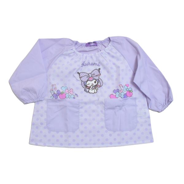 サンリオ マイメロディ クロミちゃん  柄の長袖スモックです。衿ぐりと袖口はゴム仕様、薄手でゆったり仕様のスモックなので、入園・入学準備に最適です。また普段使いにも好まれています。素材：　綿35%　ポリエステル65％　中国製　　販売地域：日...