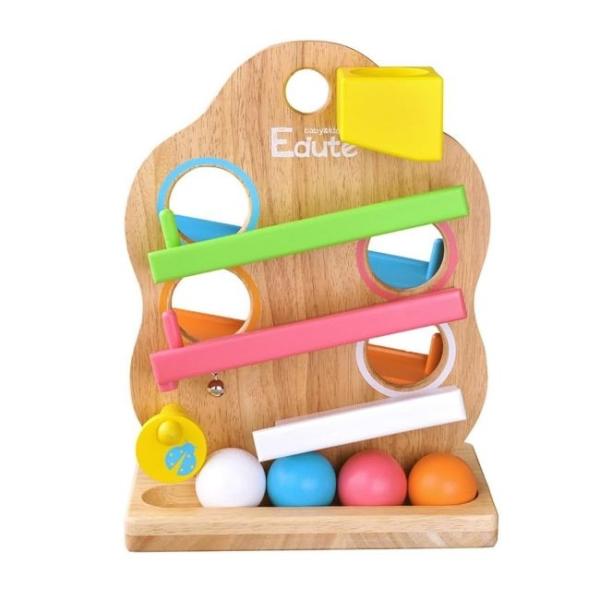 商品名：エデュテ TREEスロープ LA*-003 スタンダードカラー対象年齢：1.5歳〜サイズ：26×16×34cm、木玉φ4.5cmセット内容：本体１個、木玉４個素材：ゴムの木製造：ベトナムチョウチョ・テントウムシ・ハチのイラストがプリ...