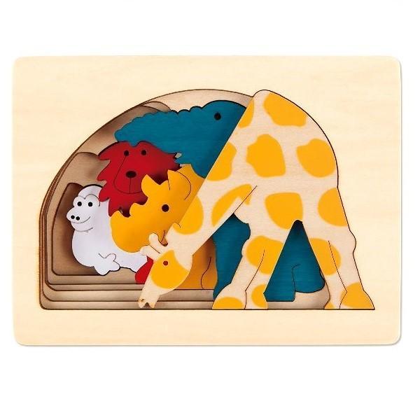 商品名：GEORGE LUCK パズル GRASSLANDS（グラスランズ）GL6516サイズ：15×11.2×1.1cm対象年齢：３歳〜材質：シナの木生産国：中国メーカー：ジョージ・ラックアフリカのサバンナの動物たちをテーマにした５層の木...