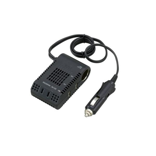 入力電圧:DC12V 出力電圧:AC100V/DC12V/DC5V 定格出力:65W(各出力合計10A以内) 最大出力:80W電源コード長:70cm 出力:AC100Vコンセントx1/DC12Vソケットx1/USBポートx2