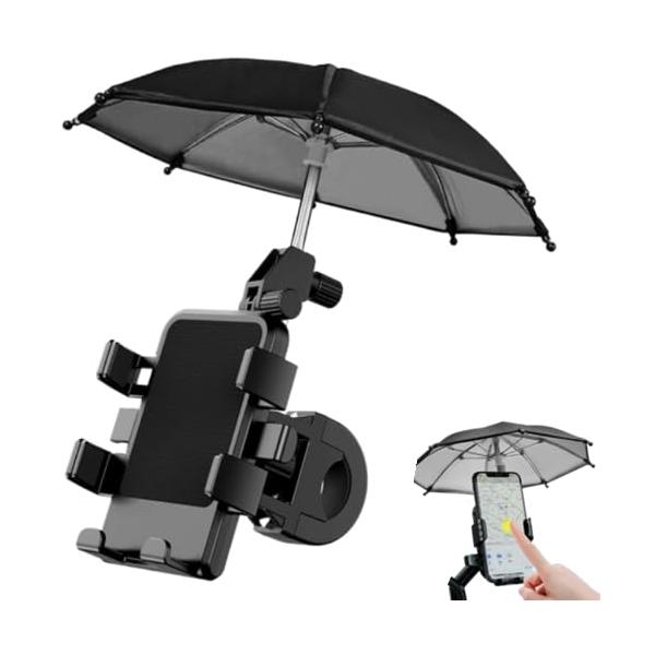 【セット内容】セットB：スマホホルダー+ミニ傘　セット【安定感アップ・振動に強い】スマホの四隅のかわりに、スマホをオールカバーするデザインは、スマートフォンをガッチリと固定することで、走行中でも落下の心配はありません。防振性能の高い頑丈なア...