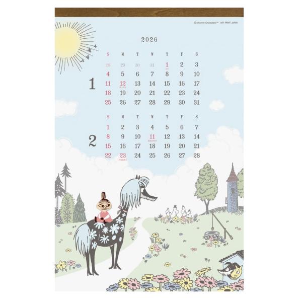 【商品概要】人気キャラクタームーミンのウッドパーツ付カレンダーです。サイズ：257×172ｍｍ6枚つづり木製ヘッダー仕様ウッドパーツ付【商品説明】【商品詳細】ブランド：アートプリントジャパン商品種別：文房具・オフィス用品商品名：2026年カ...