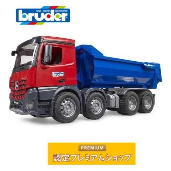 商品名：BRUDER MB Arocs ハーフパイプダンプトラック 03621サイズ：W54.9×D18.8×22.5cm対象年齢：３歳〜生産国：ドイツ運転席ドア：開閉可能、荷台：ダンプ上下、リア荷台扉：開閉メルセデスベンツの4軸大型ダンプ...