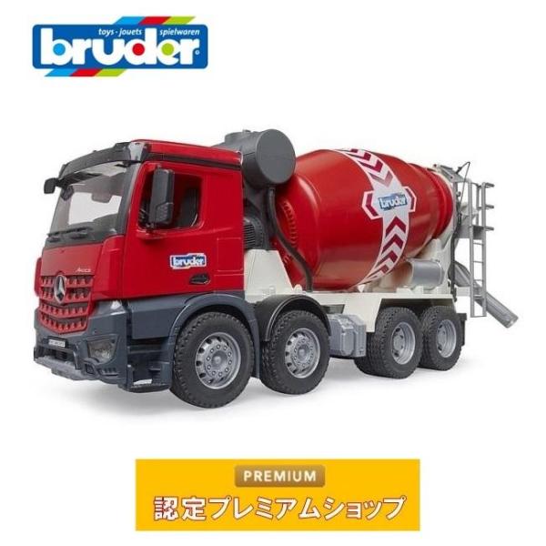 【発売日：2023年05月20日】商品名：BRUDER MB Arocs セメントミキサー 03655サイズ：W58.0×D18.5×27.0cm対象年齢：３歳〜生産国：ドイツ本体上部のレバー回転：ミキサー回転。排出レールの向き調節可。メル...