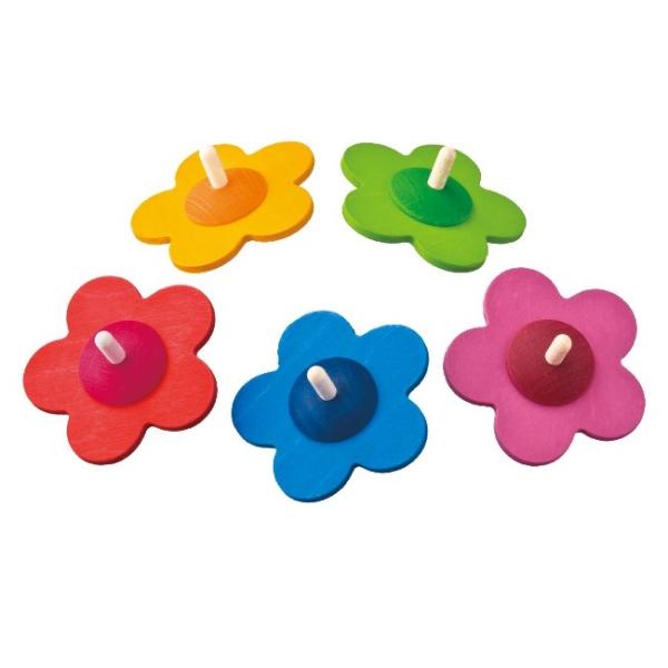 商品名： 花コマ BE50019サイズ：Φ6.5cm素材：木メーカー：BECK社ック社の回しやすい花の形のこまです。青・緑・ピンク・赤・オレンジの5色からお選びください。