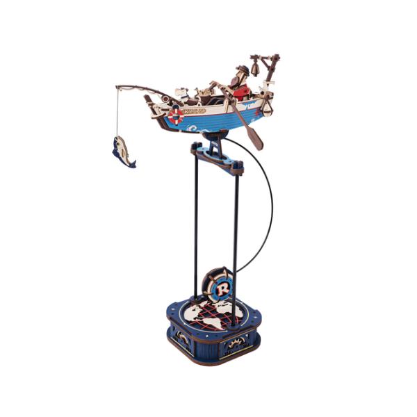 商品名：Robotime 揺らぎを楽しむオブジェ 波間の釣り人 MCD02 木製立体パズル・お客様によるDIY組み立てキットです（完成品ではありません）・日本語説明書付き・ピース数：163ピース・組み立て完成サイズ：185x175x335m...