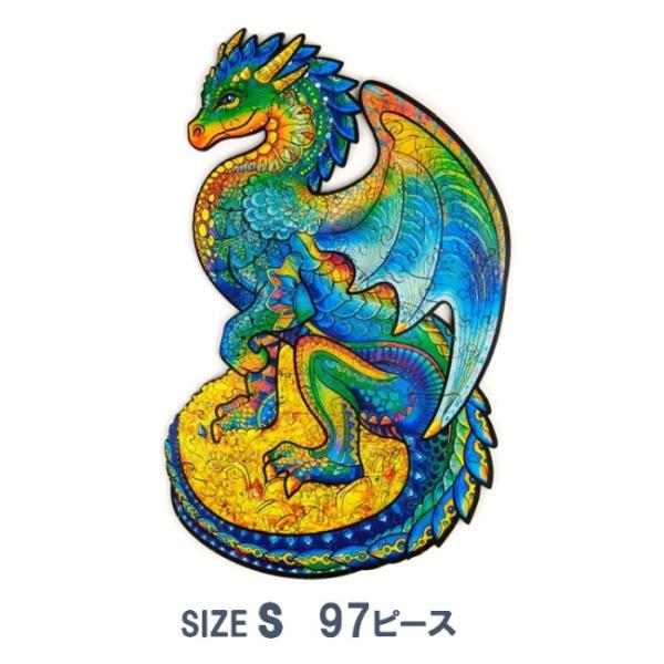 木製ジグソーパズル商品名：アニマルシリーズ ガーディング・ドラゴン Sサイズ対象年齢：14歳〜完成サイズ：16cm x 26cm材質：木ピース数：97メーカー：UNIDRAGON（ユニドラゴン）※動画の商品は、Mサイズを使用しております。財...