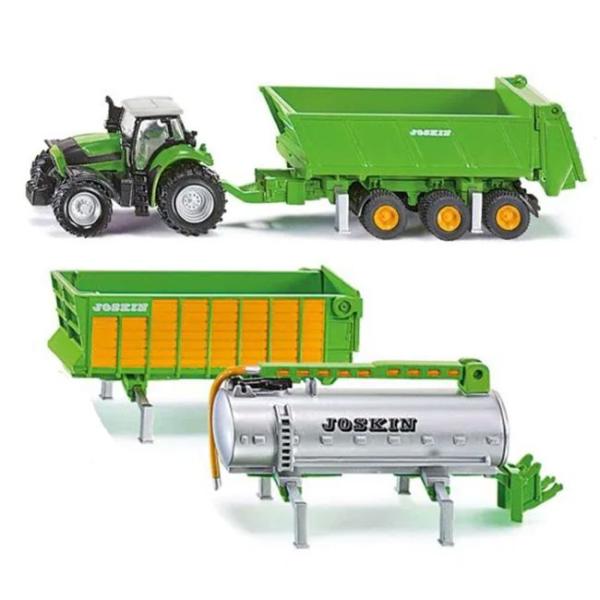 商品名：ジク SIKU 1/87 DEUTZ-FAHR トラクター＆JOSKINトレーラーセット SK1848本体サイズ　約W18.5×D3.4×H4.2cm　 1:87サイズパッケージサイズ　約W28×H13.1×D5.1cm生産地：中国...