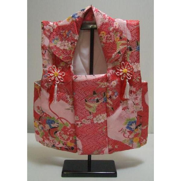 被布羽織（雛人形節句飾り用）箱入り飾り台付0〜1才児用サイズ：着丈45×幅38（約cm）布の裁断により多少柄の出具合が異なりますのでご了承ください。