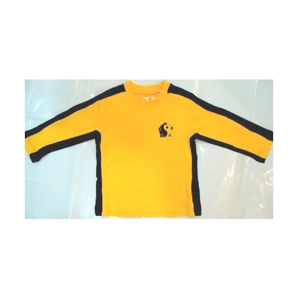 子供用死亡遊戯イエローTシャツ（半袖、長袖）表にも裏にも、陰陽（太極）が描かれています。半袖、長袖で、サイズは4サイズあります。「死亡遊戯」のラスト14分でブルースリーが着用していた、あの伝説のトラックスーツを、Tシャツに変えたものです。別...