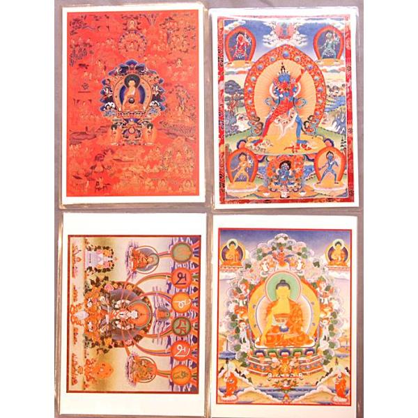 大きさ：12.8ｃｍ×17.3ｃｍ1枚1000円のところ、半額400円×4枚セット佛陀本生圖、上樂金剛、釋迦牟尼佛、四臂観音※少し古い商品のため、パウチの角が曲がっていたり、汚れていたりするため、、特価品で出品しますので、あらかじめご了承下さい。